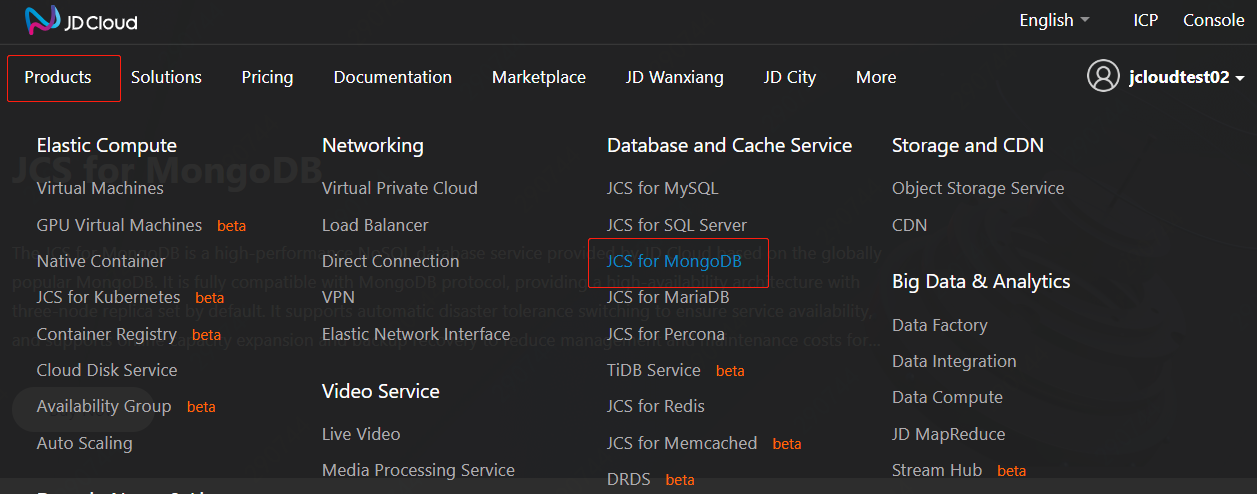 Purchase Process-JCS for MongoDB-Products-Documentation-JD Cloud